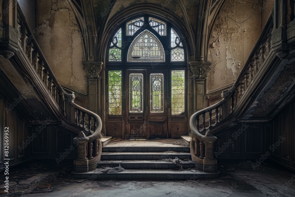 Desolate Abandoned gothic castle. Creepy inside. Generate Ai Stock ...