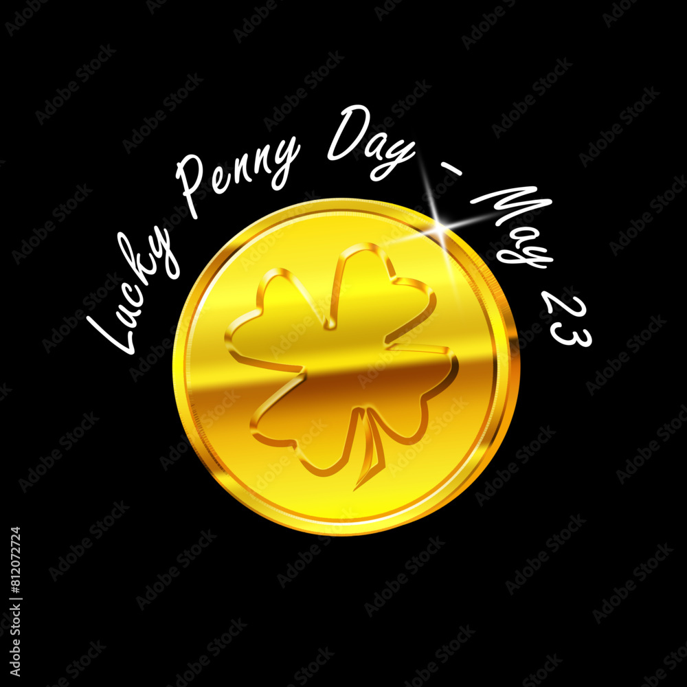 Lucky Penny Day event banner. A gold coin with a clover leaf image ...
