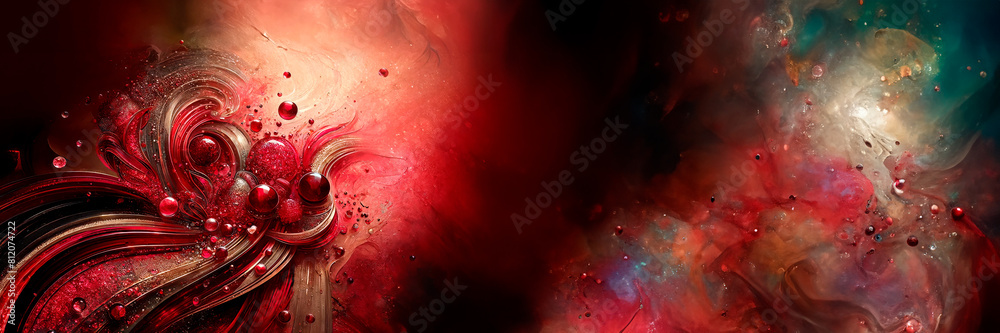 Abstract art painting in a aspect ratio, featuring ruby glitter and ...