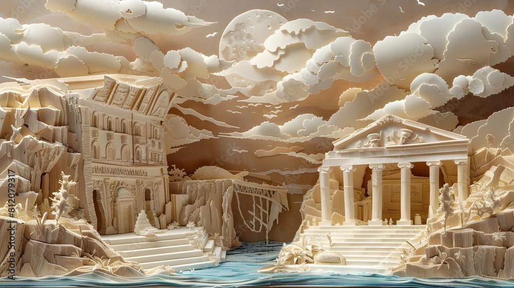 Layered Paper Art of Archaeological Discovery: Unveiling Historical ...