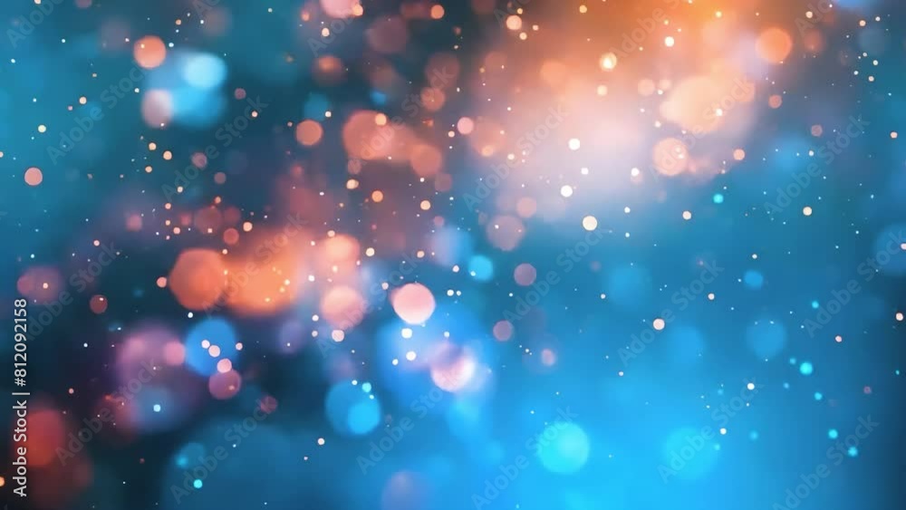 Blue bokeh particles glitter awards dust gradient abstract background. Futuristic glittering in ...