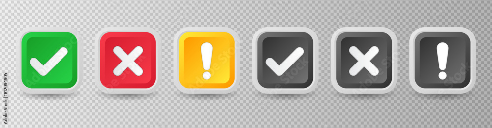 Check mark icons. Checkmark and cross mark buttons. Tick sign ...
