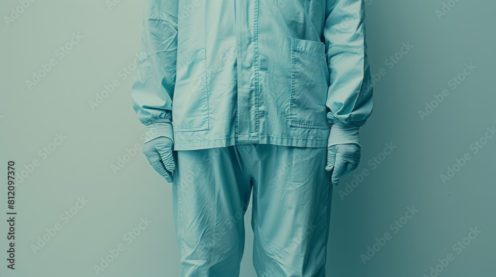 Highresolution image of a patients torso, wearing a navy blue hospital ...