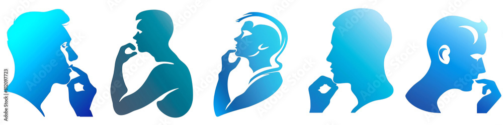 Thinking clipart collection, symbol, logos, icons isolated on ...