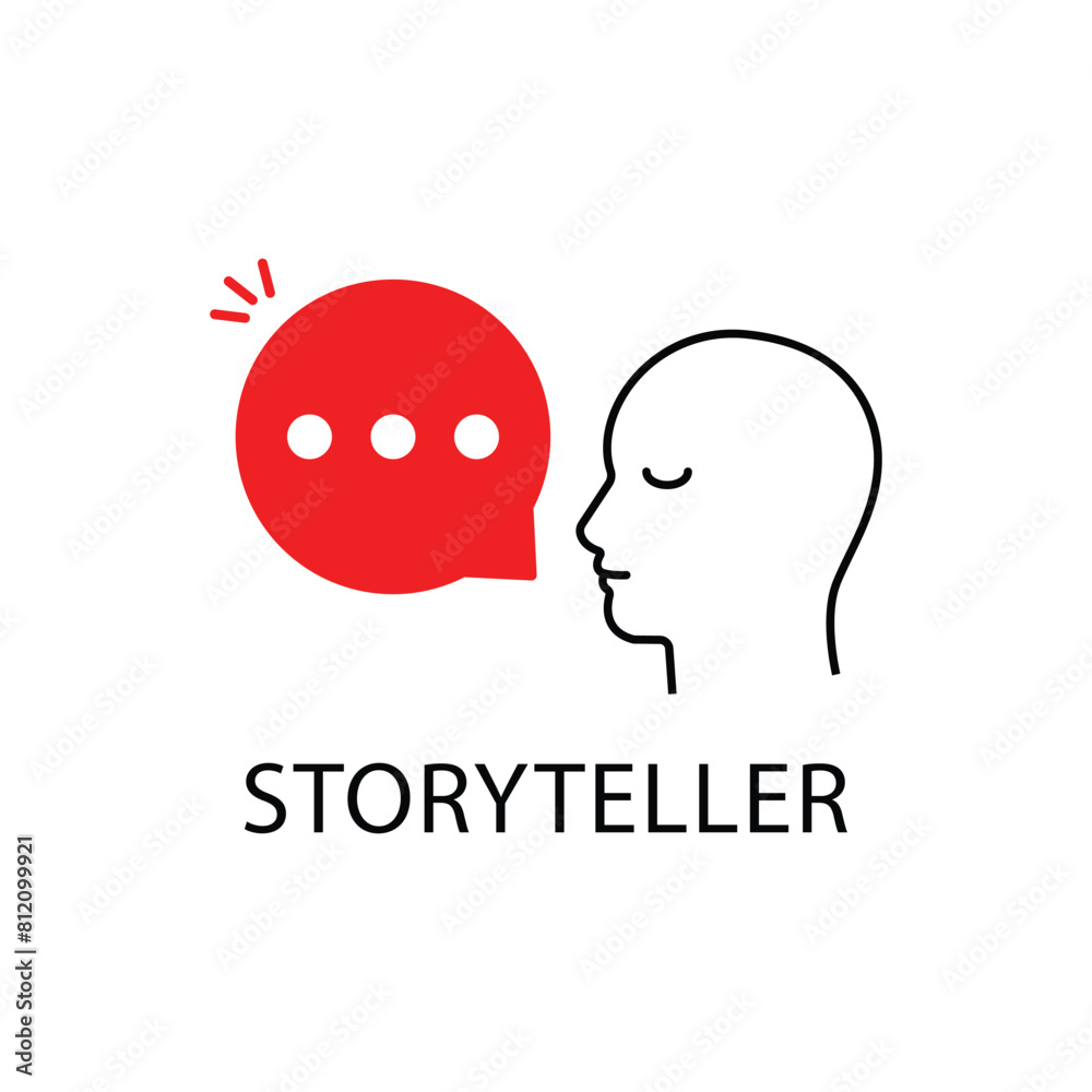 minimal storyteller logo with human head. flat style trend modern ...