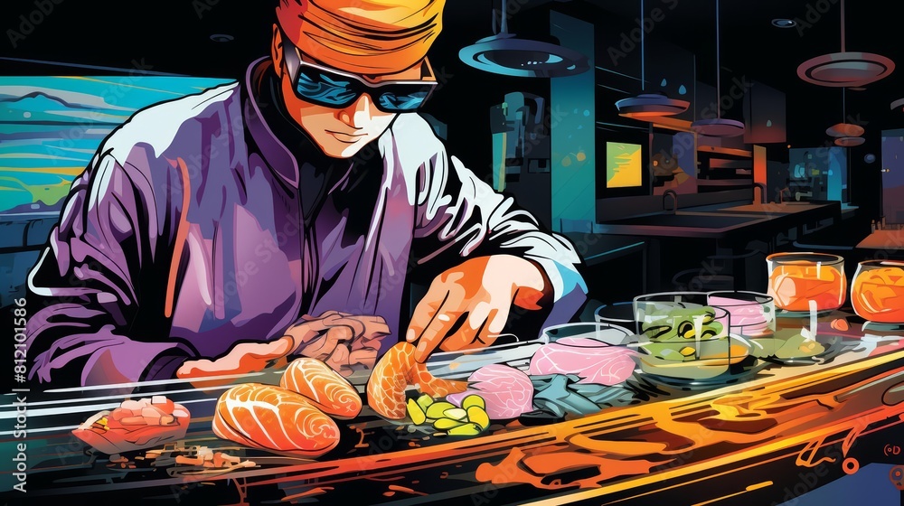 Picture a chef using laser technology to prepare futuristic sushi ...
