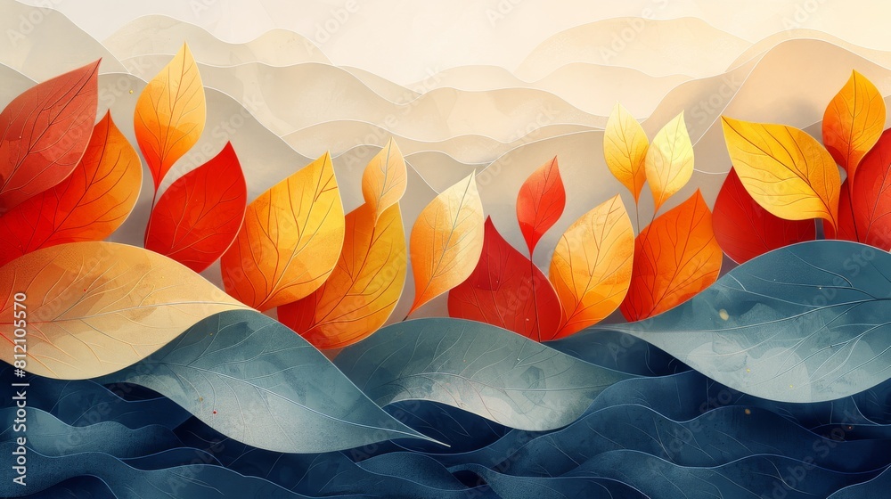 The abstract foliage background modern shows organic shapes, leaves ...
