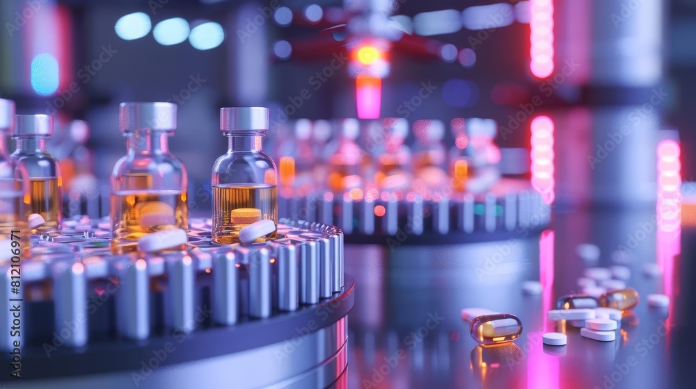 automated pharmaceutical manufacturing process with vials and tablets ...