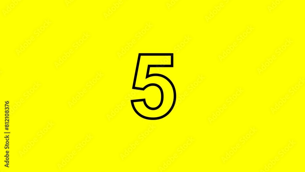 10 second countdown timer from 10 to 0, on yellow background. 4K ...