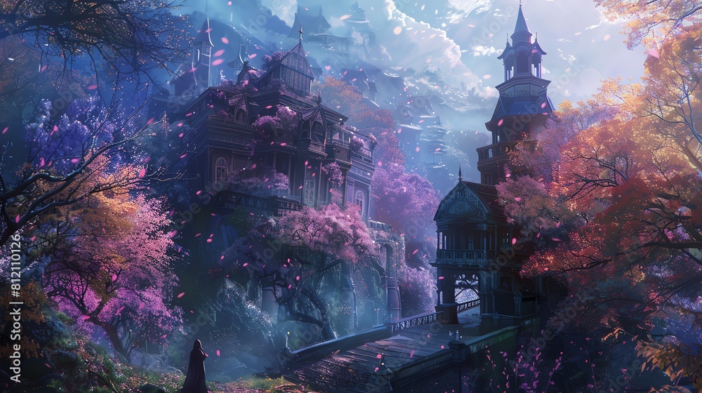 Craft a visually captivating scene that combines side view isekai ...
