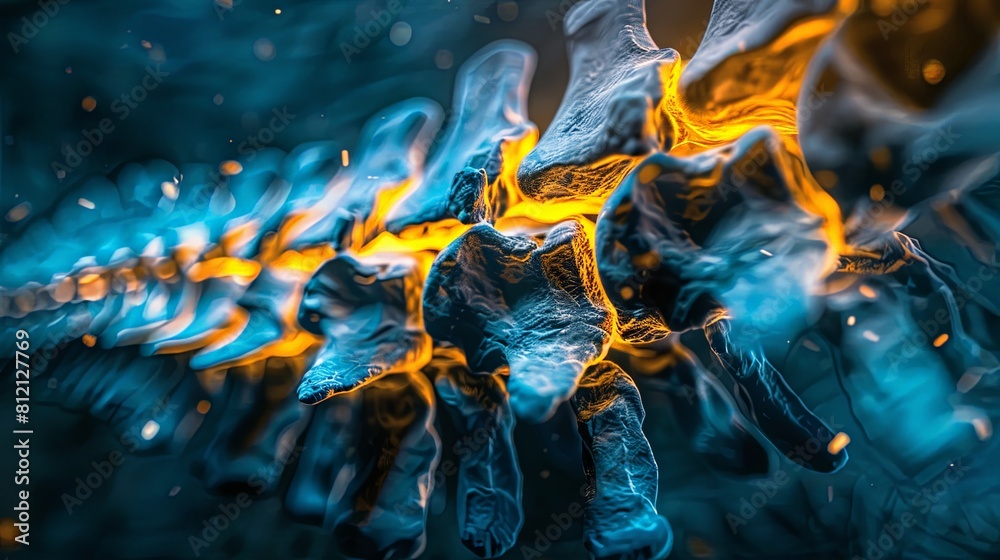 Digital composite of Highlighted spine of woman with neck pain ...