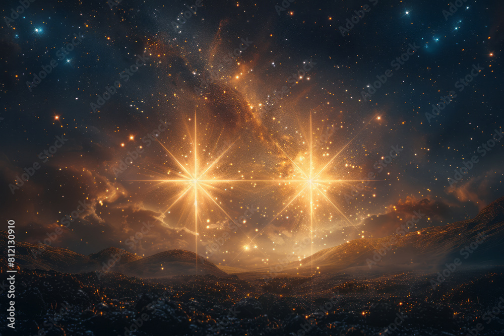 Visualization of a binary star system, showing two stars orbiting each ...