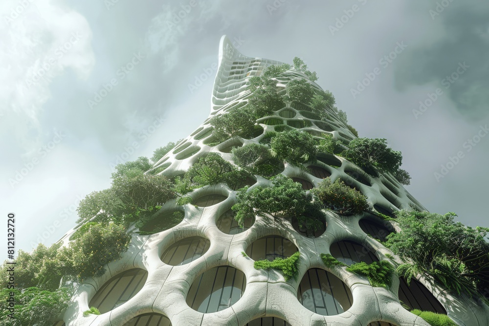 Design a skyscraper inspired by the principles of biomimicry, with a ...