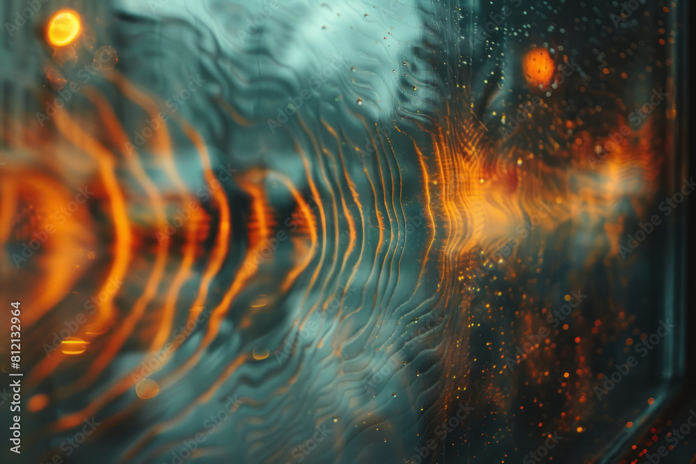 Visualization of sound waves causing vibration in a window pane due to ...