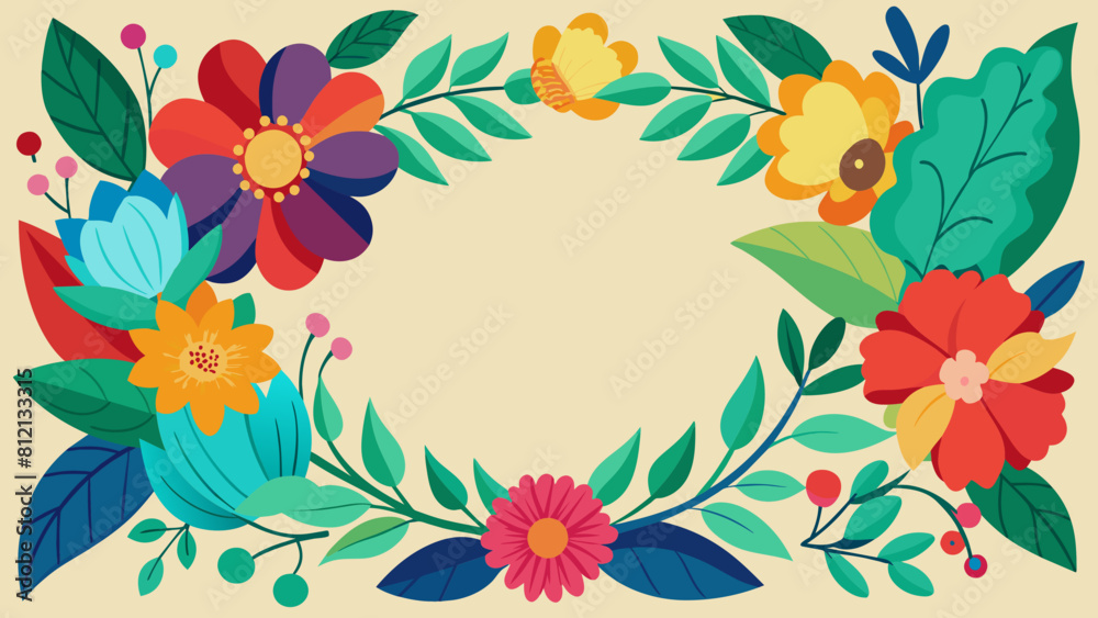 colorful floral frame cartoon vector illustration Stock Vector | Adobe ...