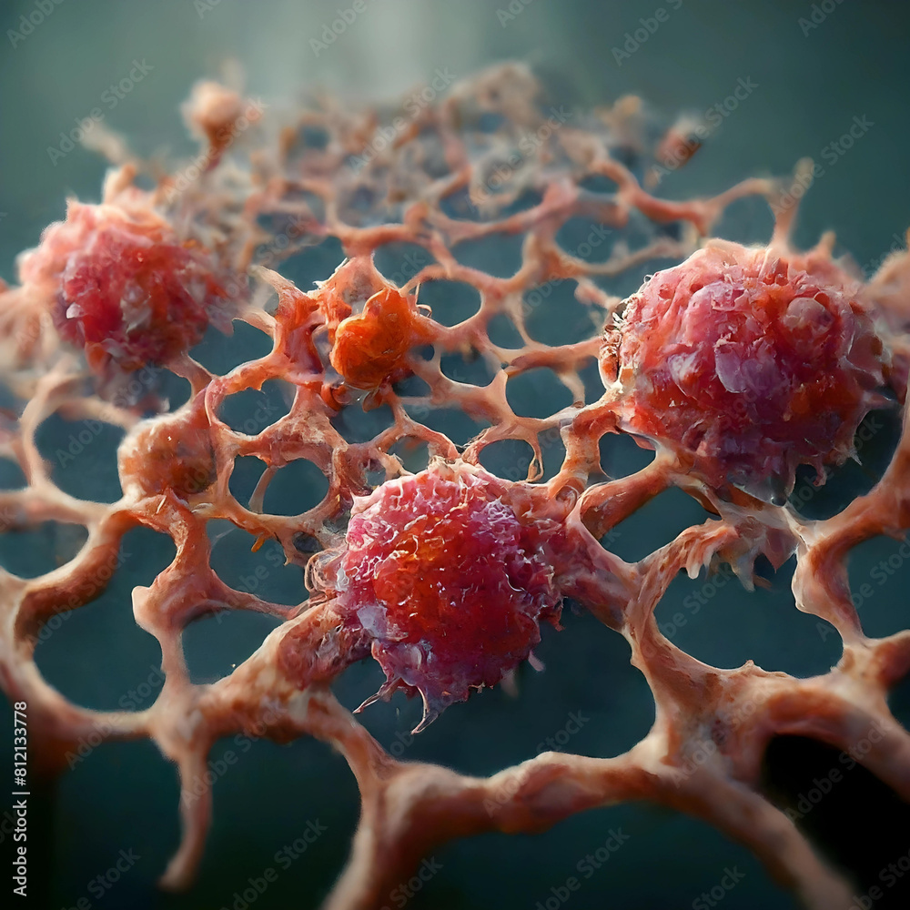 Illustration of Immune System suppression, with virus bacteria or fungi causing diseases, cancer ...