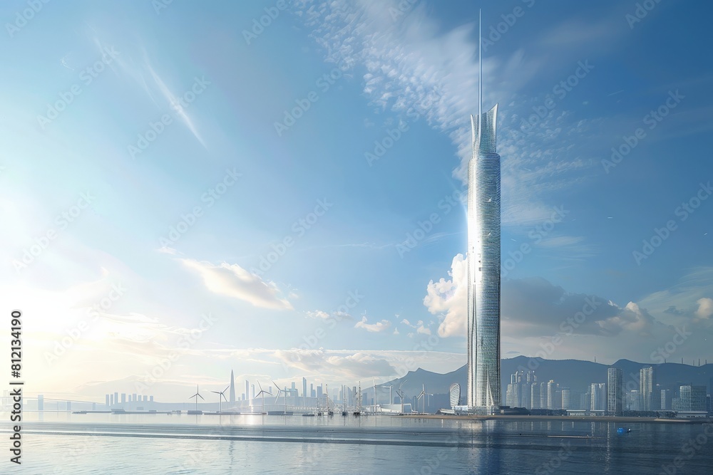 Design a skyscraper that serves as a vertical energy hub, with solar ...