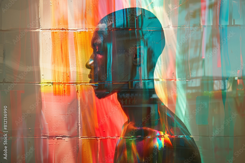 Abstract art showing a body seen through a prism, with parts of the ...