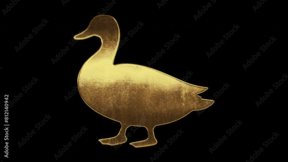 Golden duck like gold leaf with shiny outline, alpha channel ...