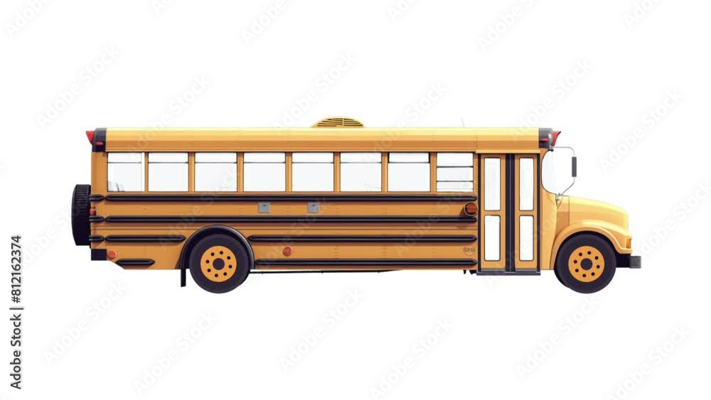 Yellow School Bus animated against White Background, Seamless Loop ...
