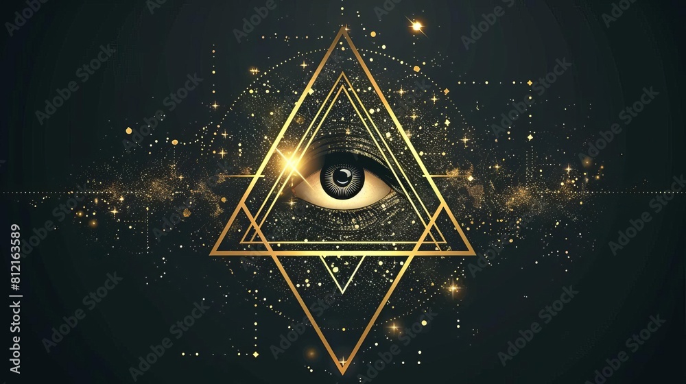 abstract illuminati eye pyramids on black background mysterious secret ...