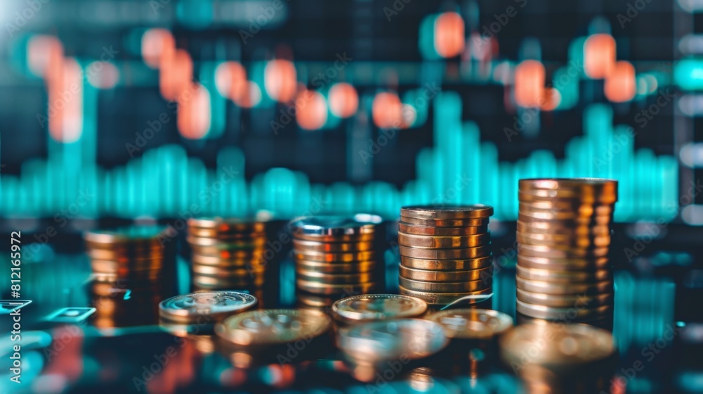 Stock funding or money saving graph with coins. Background for business ...