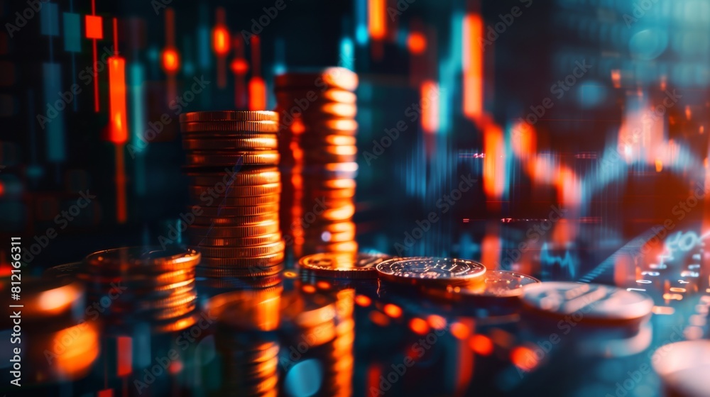 Stock funding or money saving graph with coins. Background for business ...