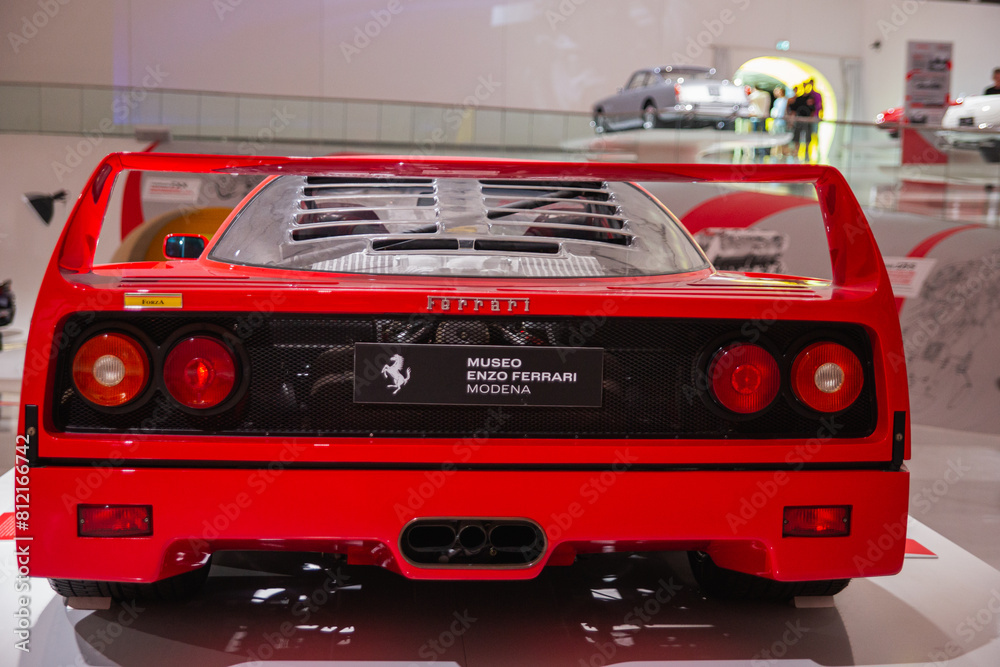 Modena, Italy - August 27, 2023 Rear view of Ferrari F40 supercar in ...