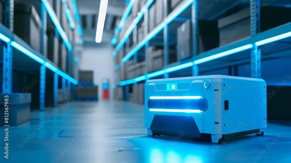 automated inventory management robot connected to 5g network in modern ...