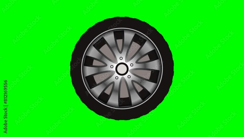 Image of animated rotating car wheels with transparent background. 4K ...