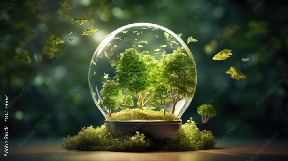 Renewable energy light bulb with green energy. Green energy concept ...