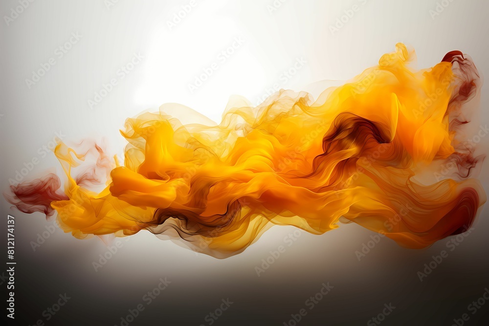 Abstract orange and yellow smoke on a white background. Design element ...