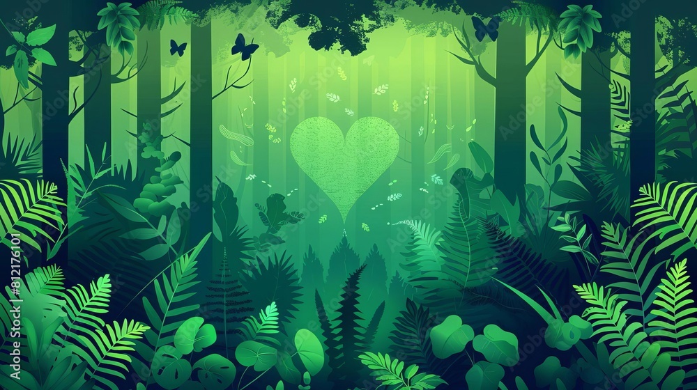 ecosystem and oxygen symbol amidst lush green forest environmental ...