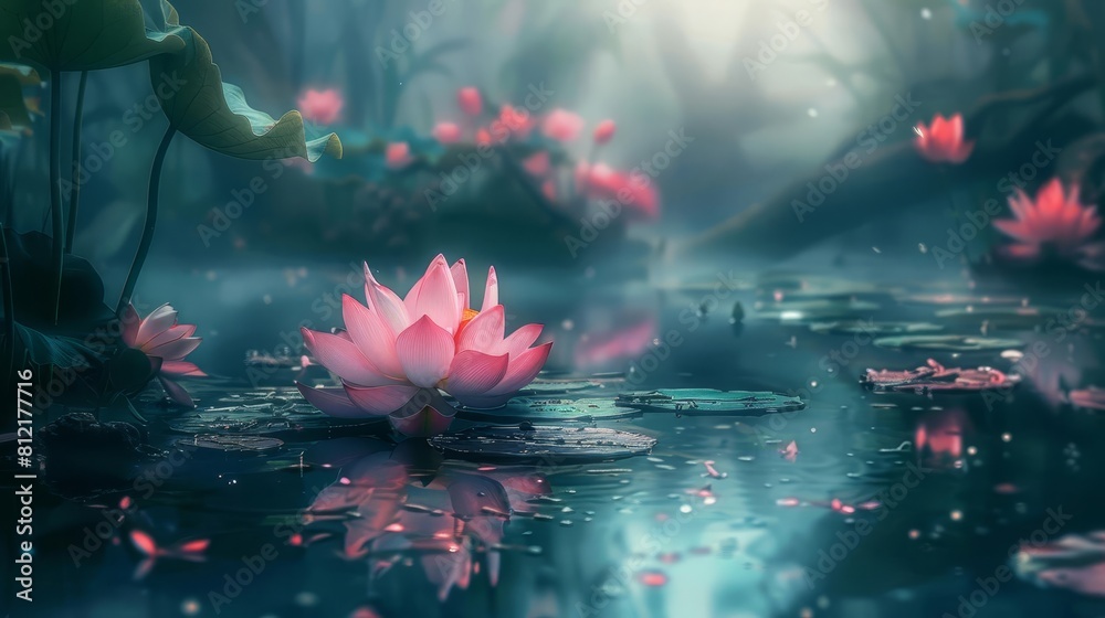 ethereal lotus flower fantasy with cinematic color grading dreamy ...