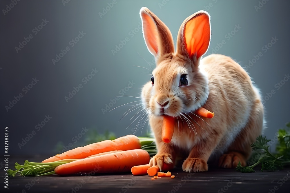Bunny Buffet: Cute Rabbit Feasting on Fresh Carrots, AI- generated ...