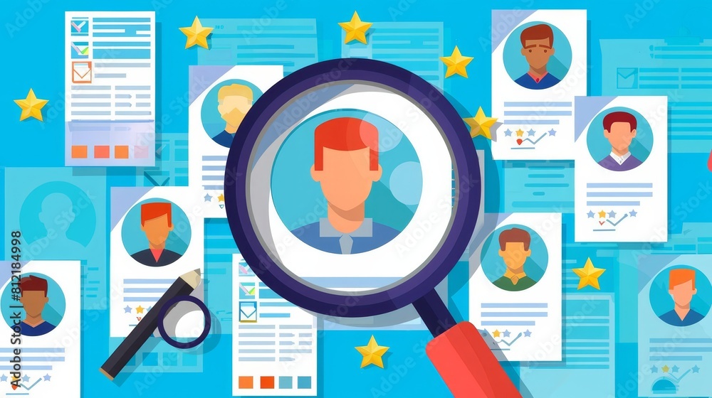 human search and online job research concept with resume employee ...