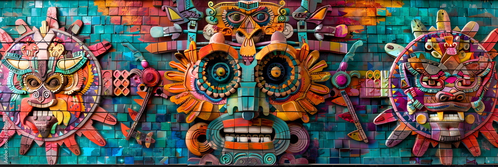 Mayan stone texture. Ancient Mayan background with totem monkey in the ...