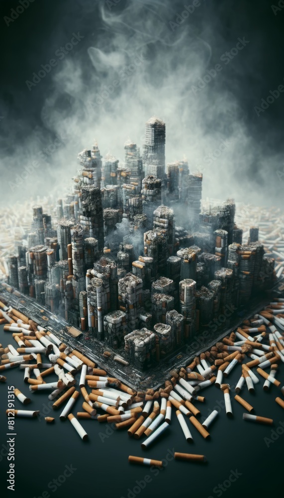 Visualizing the harms of smoking: Megapolis made of cigarettes ...