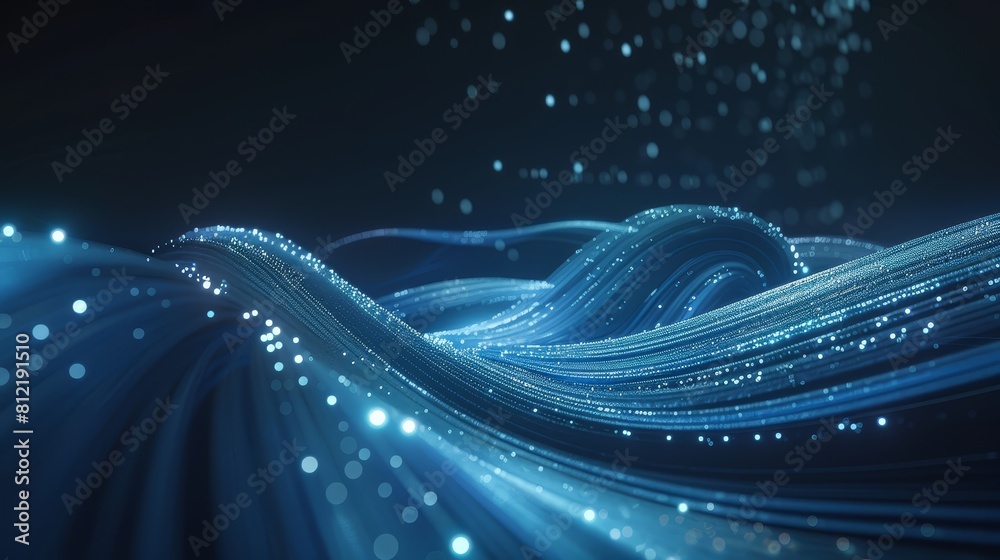 Fiber optics flat design front view data flow theme 3D render ...