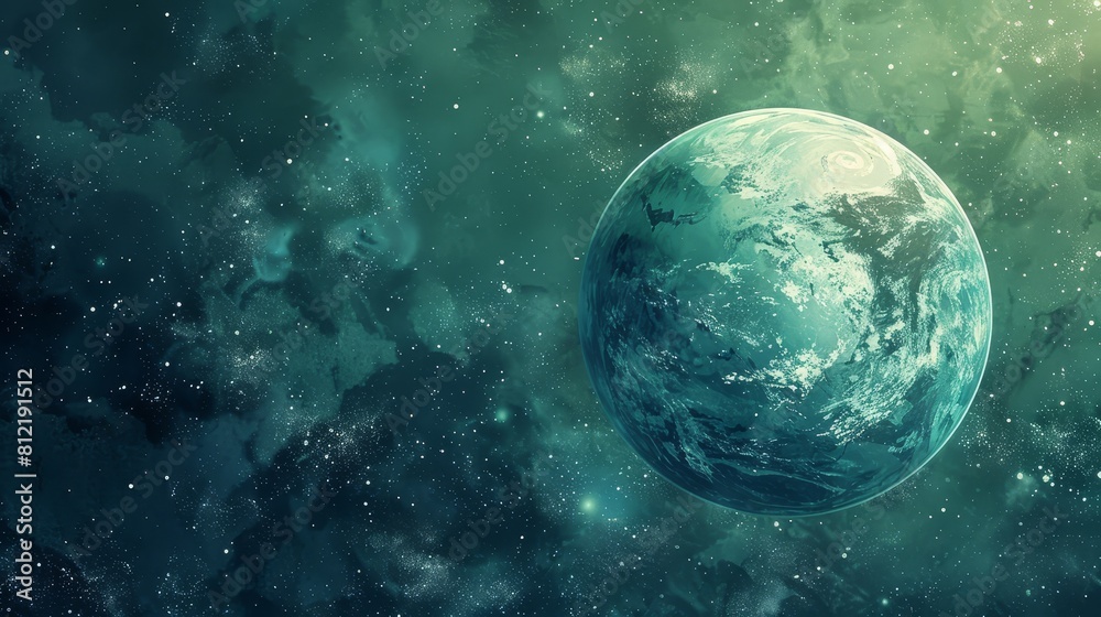 Exoplanet flat design side view alien world theme water color ...