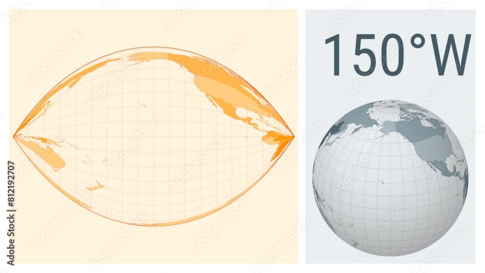 World Map Animation. Craig retroazimuthal projection. Colored countries ...