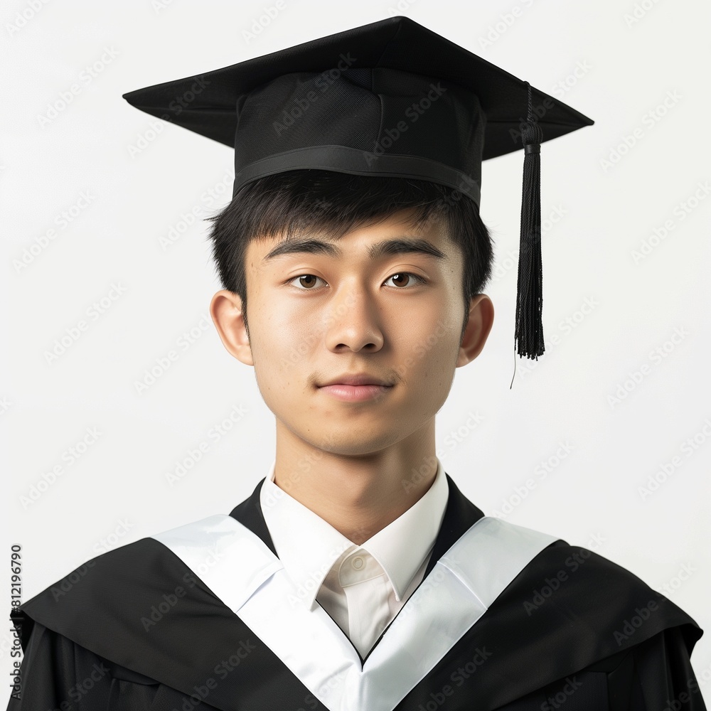 Full isolated studio picture from a young asian graduation man Stock ...