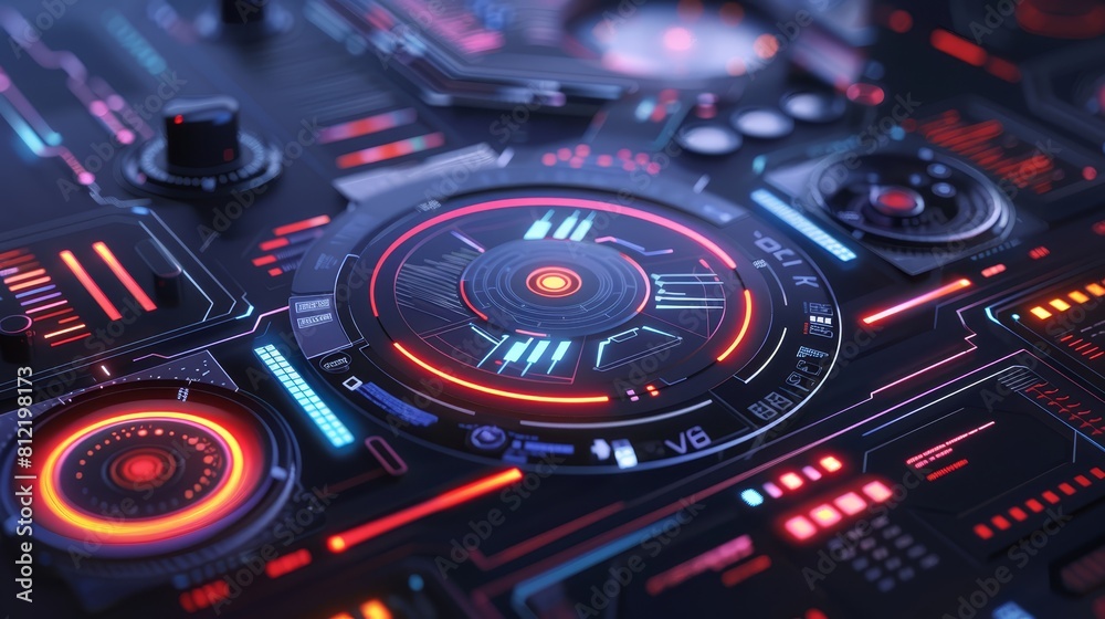 Holographic interface flat design top view tech innovation theme ...