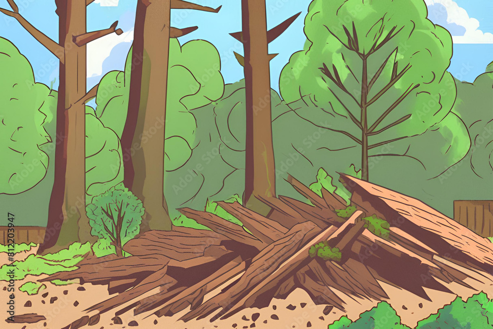 Deforested areas and fragmented landscapes, symbolizing the loss of ...