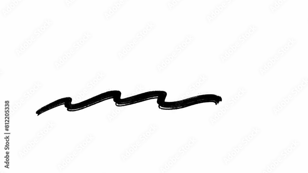 Wavy horizontal black line in hand drawn scribble animation on white ...
