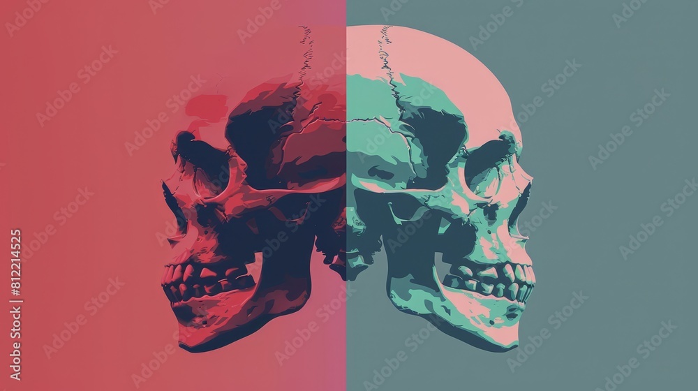 Skull flat design side view graveyard theme animation Split ...