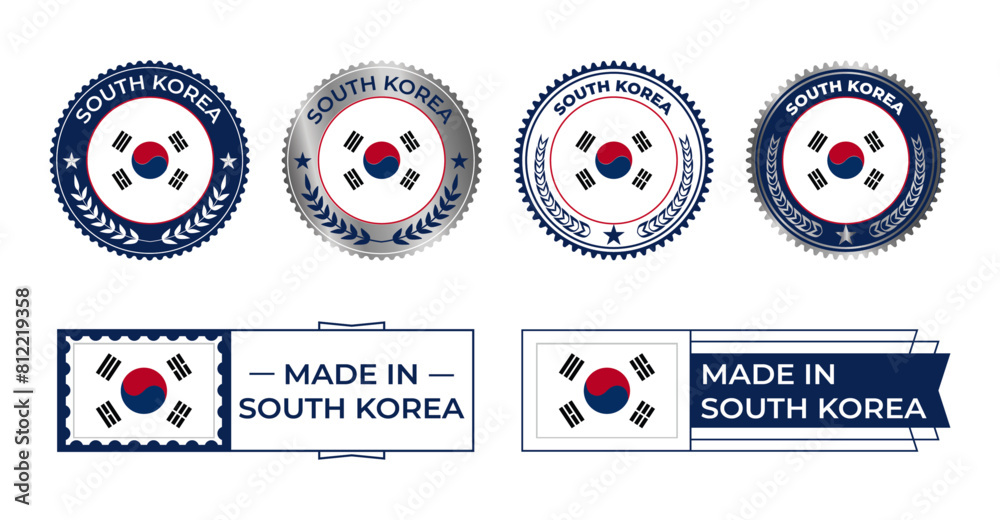 South Korea flag, South Korea flag Stamp, Made in South Korea. Tag ...