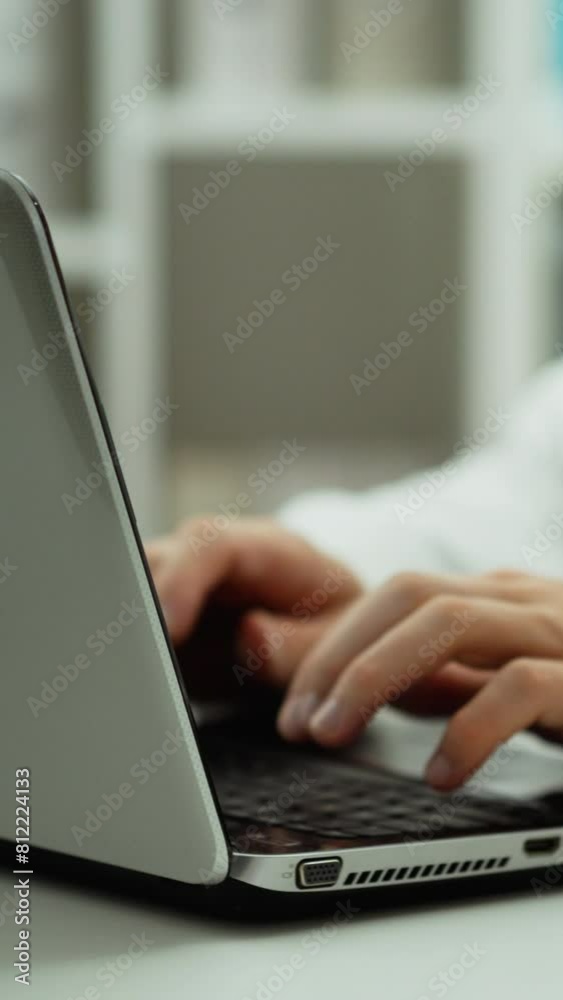 Vertical screen. Examination. An experienced doctor operates on a ...