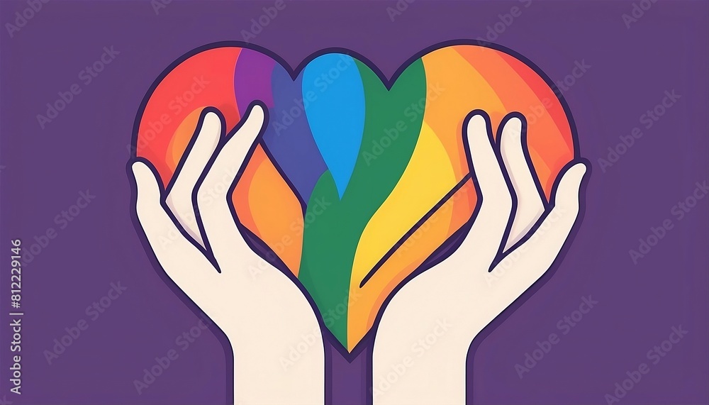 Vector Illustration In Flat Simple Linear Style Hand And Pride Lgbt