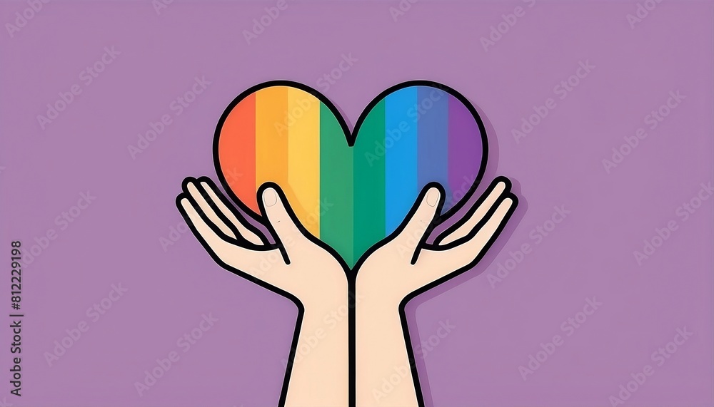 Vector Illustration In Flat Simple Linear Style Hand And Pride Lgbt